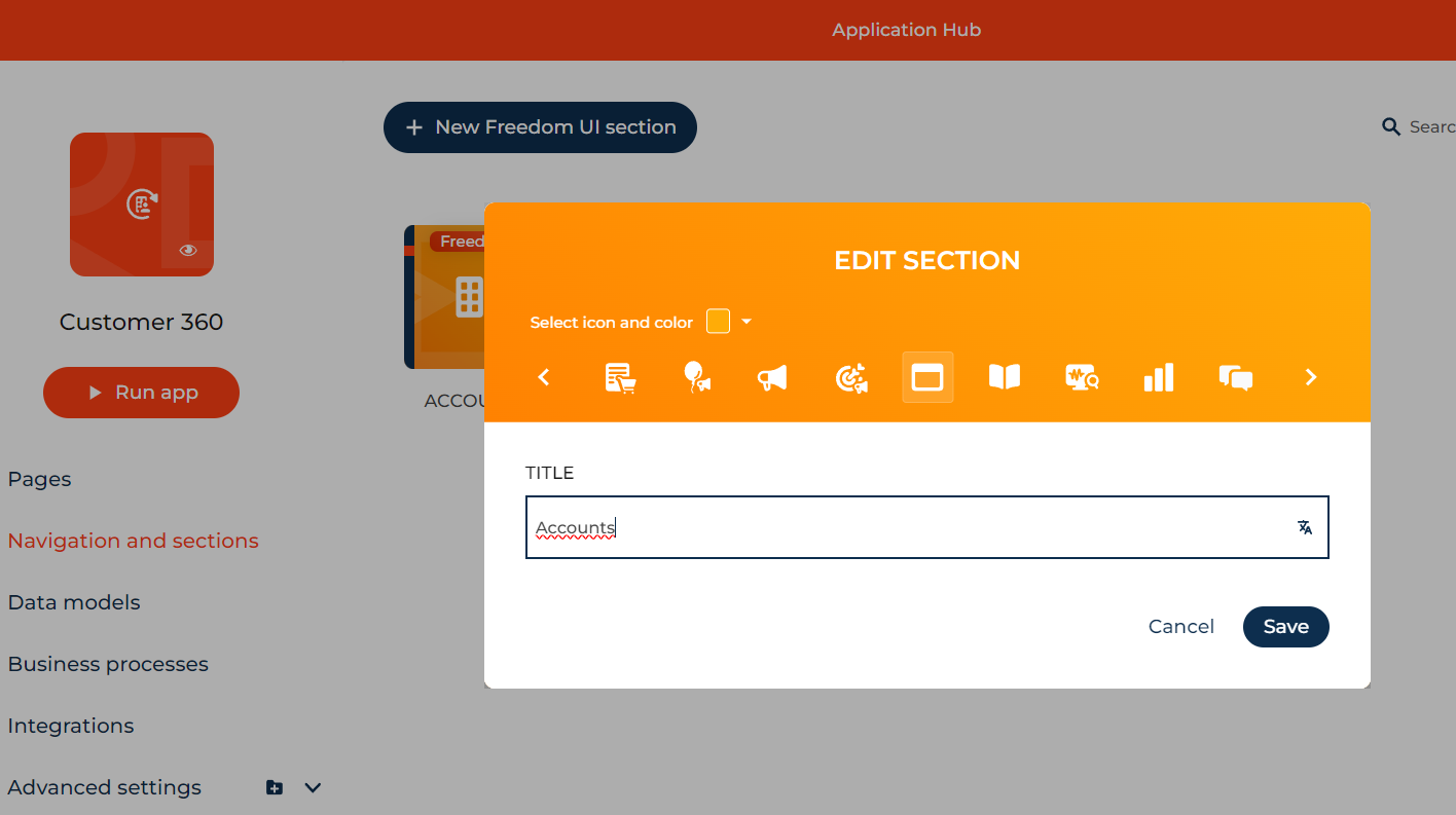 Change name of Freedom UI section? | Community Creatio